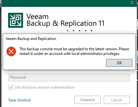 Veeam VBR console update – tech journey
